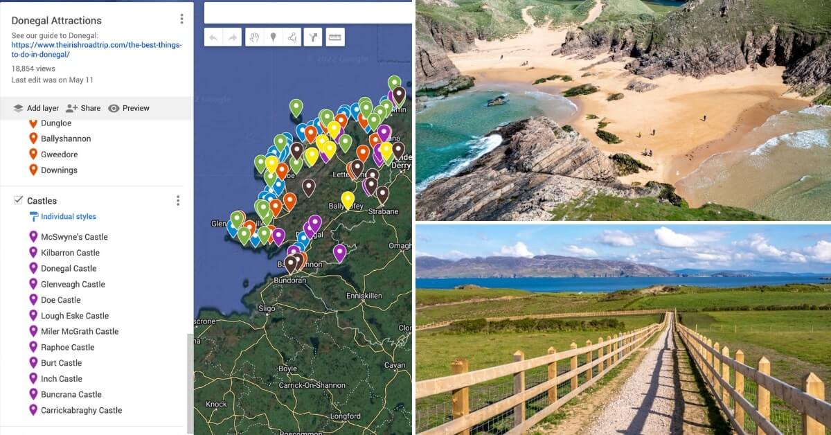 A Map of Donegal With Attractions Plotted