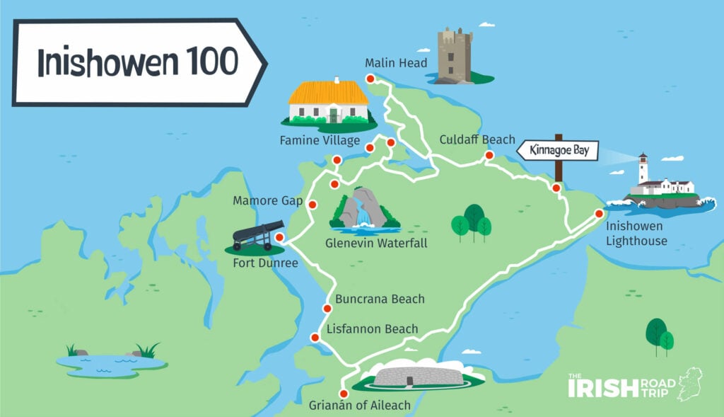 Inishowen 100 Drive/Cycle: Map With Stops (2025)